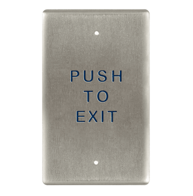 BEA 10PBO24E Single Gang Stainless Steel Push Plate w/ "Push to Exit" Text