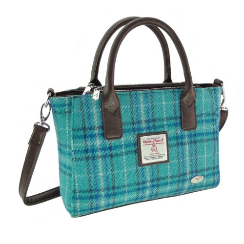 Harris Tweed Mini Tote Bag in Red and Green Tartan | Scottish Lion