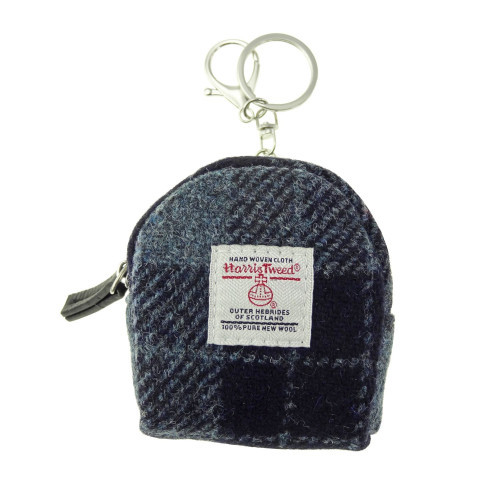 Harris Tweed Micro Pouch in Black and Grey Tartan | Scottish Lion