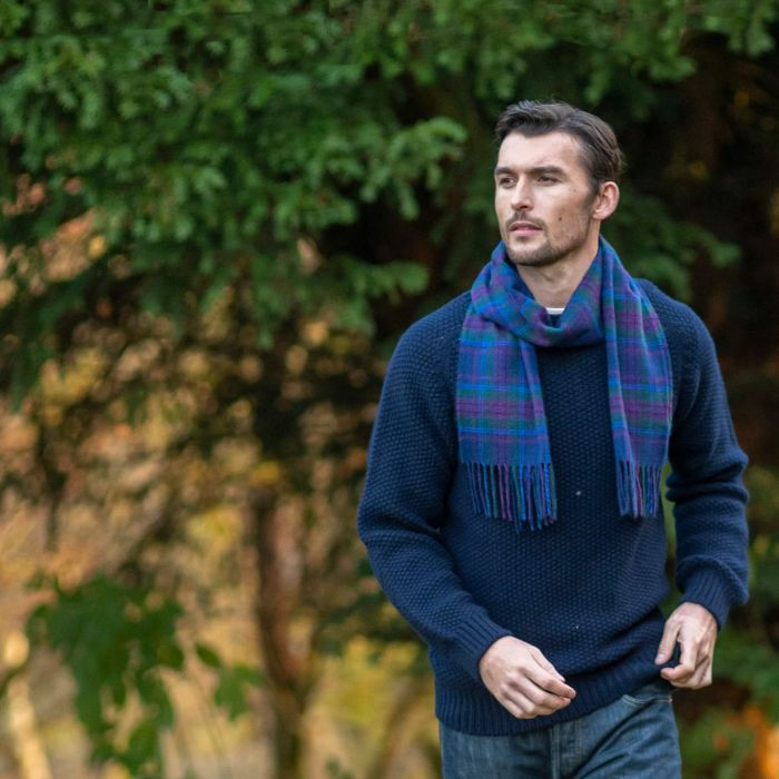 Spirit of Scotland Modern Tartan Lambswool Scarf| Scottish Lion