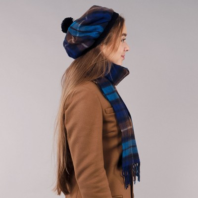 Buchanan Blue Tartan Tam and Scarf Set | Scottish Lion