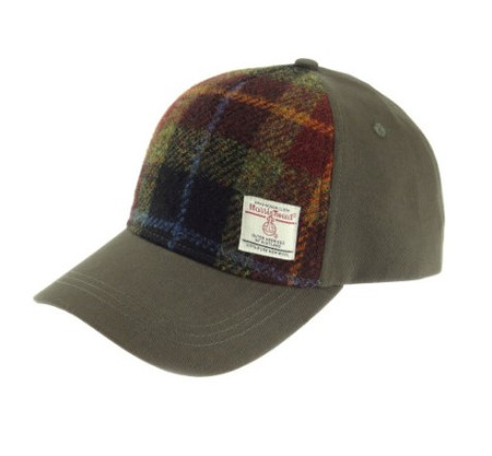 Harris Tweed Baseball Cap in Rust Check | Scottish Lion