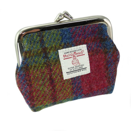 Harris Tweed Small Clasp Purse in Multi Color Tartan | Scottish Lion