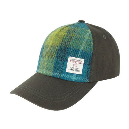 Harris Tweed Baseball Cap in Sea Blue and Green Tartan | Scottish Lion