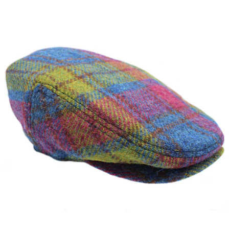 Ladies Multi Color Tartan Harris Tweed Flat Cap | Scottish Lion