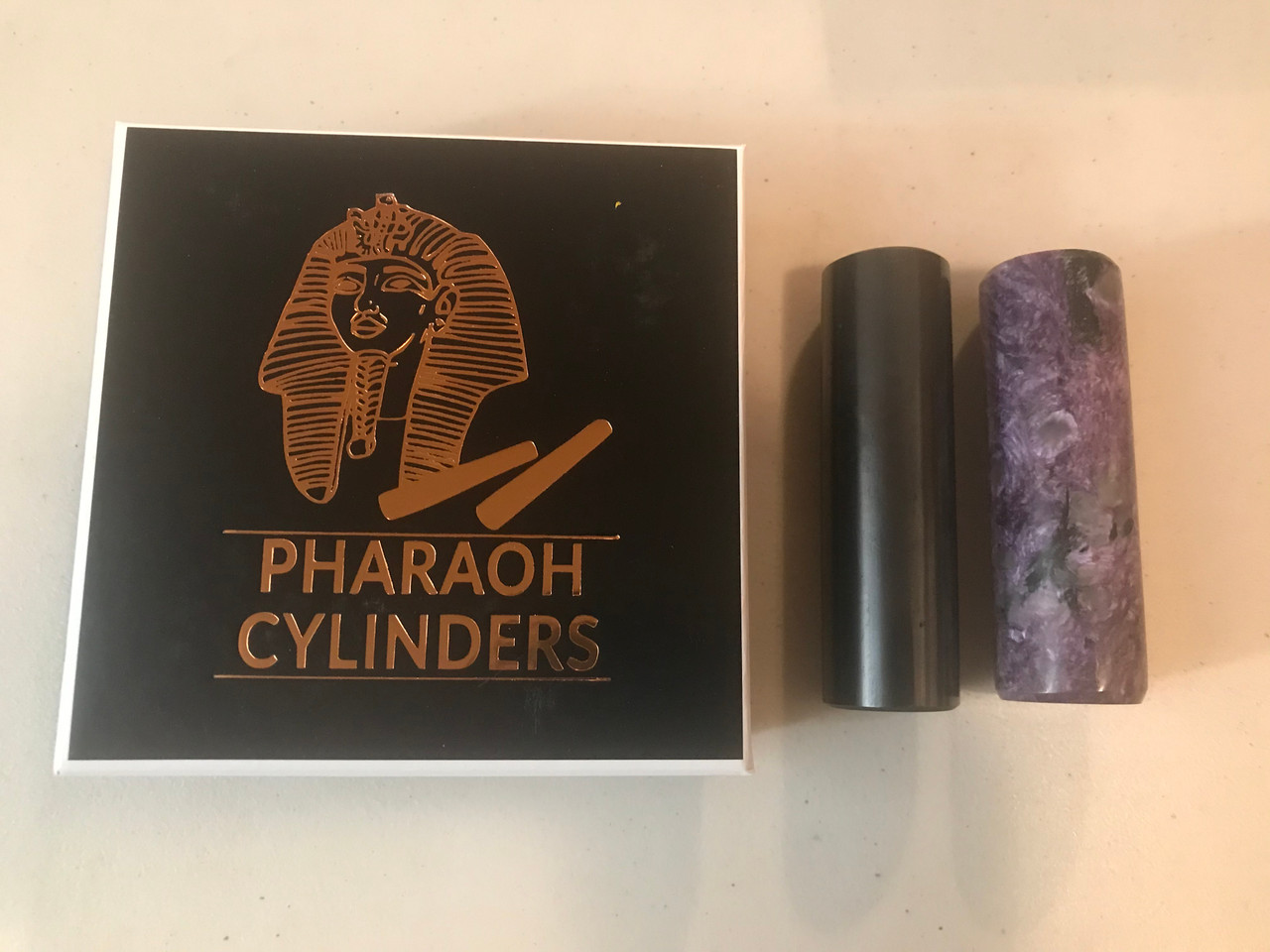 PHARAOH CYLINDERS, LEVEL 4, WITH SHUNGITE AND CHAROITE - ELITE GEMS