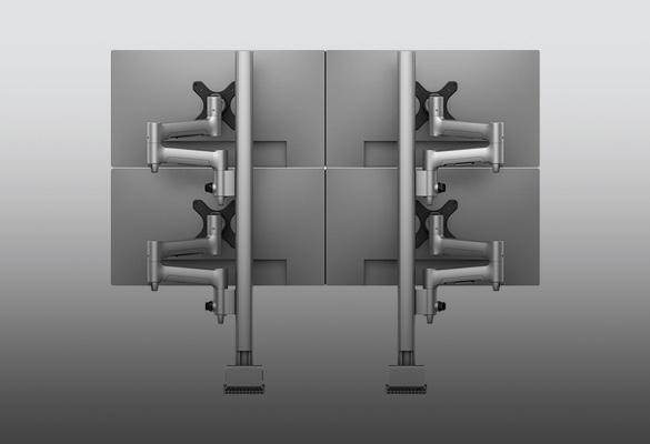 Mounting Four Monitors on Single or Dual Posts - ATDEC