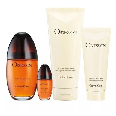Calvin Klein Obsession Gift Set 100ml EDP + 15ml EDP + 200ml Body ...