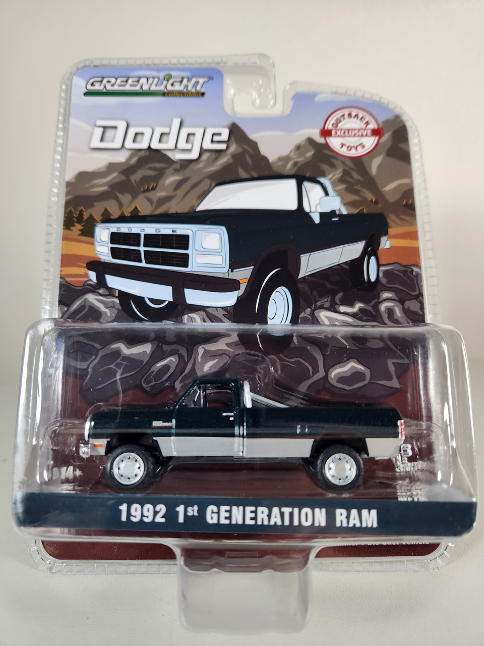 1:64 1992 1st Generation Dodge Ram, Lifted, Green & Silver, Outback ...