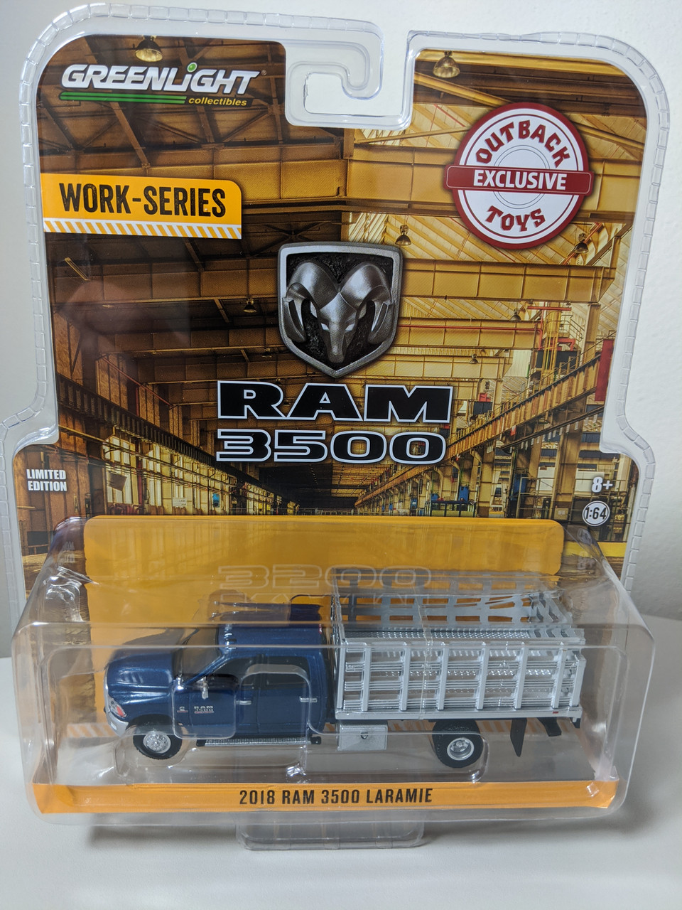 1:64 2018 Ram 3500 Laramie Dually, Blue With Silver Stake Bed, Outback ...