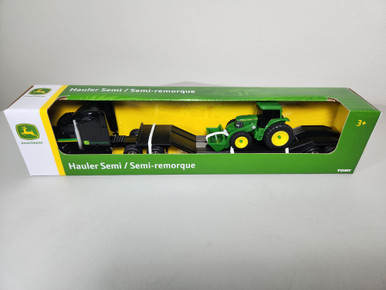 1:64 John Deere Black Semi Lowboy Hauler with JD Tractor & Loader by ...