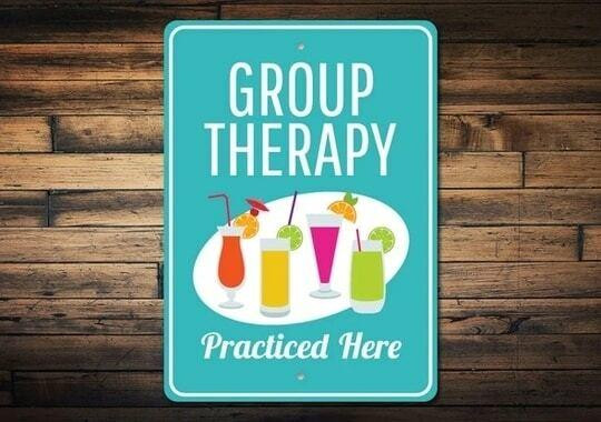 Group Therapy Practiced Here Beach Sign | beachgoods