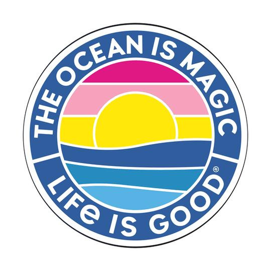 Life is Good The Ocean is Magic Coin 4" Circle Sticker | beachgoods