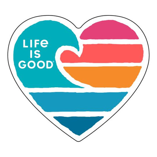 Life is Good Clean Wave Heart Die Cut Sticker > Stickers > Beach ...
