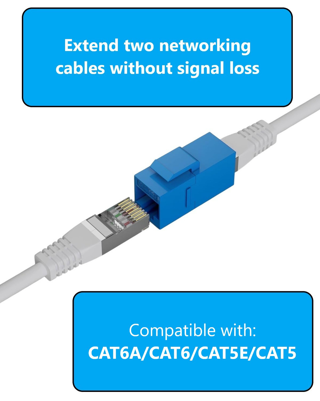 Cat6A RJ45 Keystone Inline Coupler – Female to Female 10-Pack