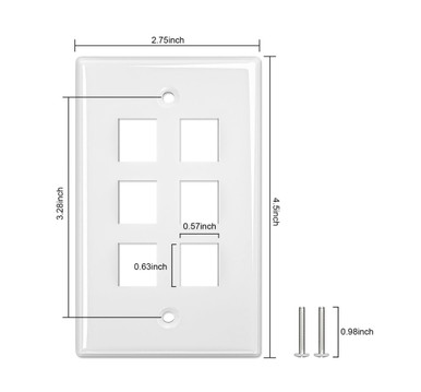 Keystone Wall Plate Single Gang (6-Port) for RJ45, HDMI & Coax Keystone ...