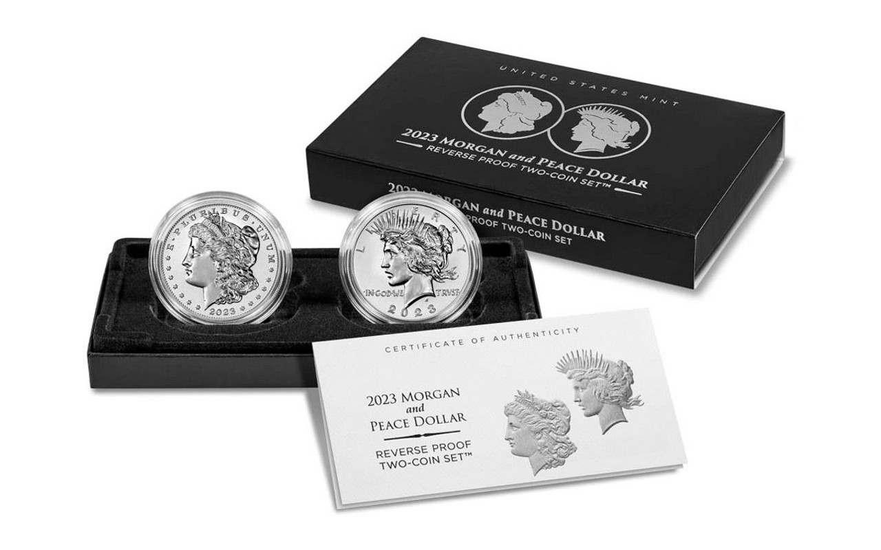 2023 Silver Morgan and Peace Dollar Set Reverse Proof Two Coin Set U.S. Mint