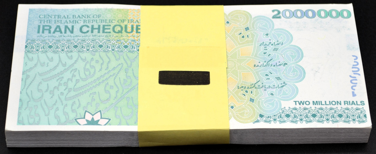 2008 IRR Rials 2,000,000 New Bundle Crisp UNC. x100 Notes, 200 Million ...