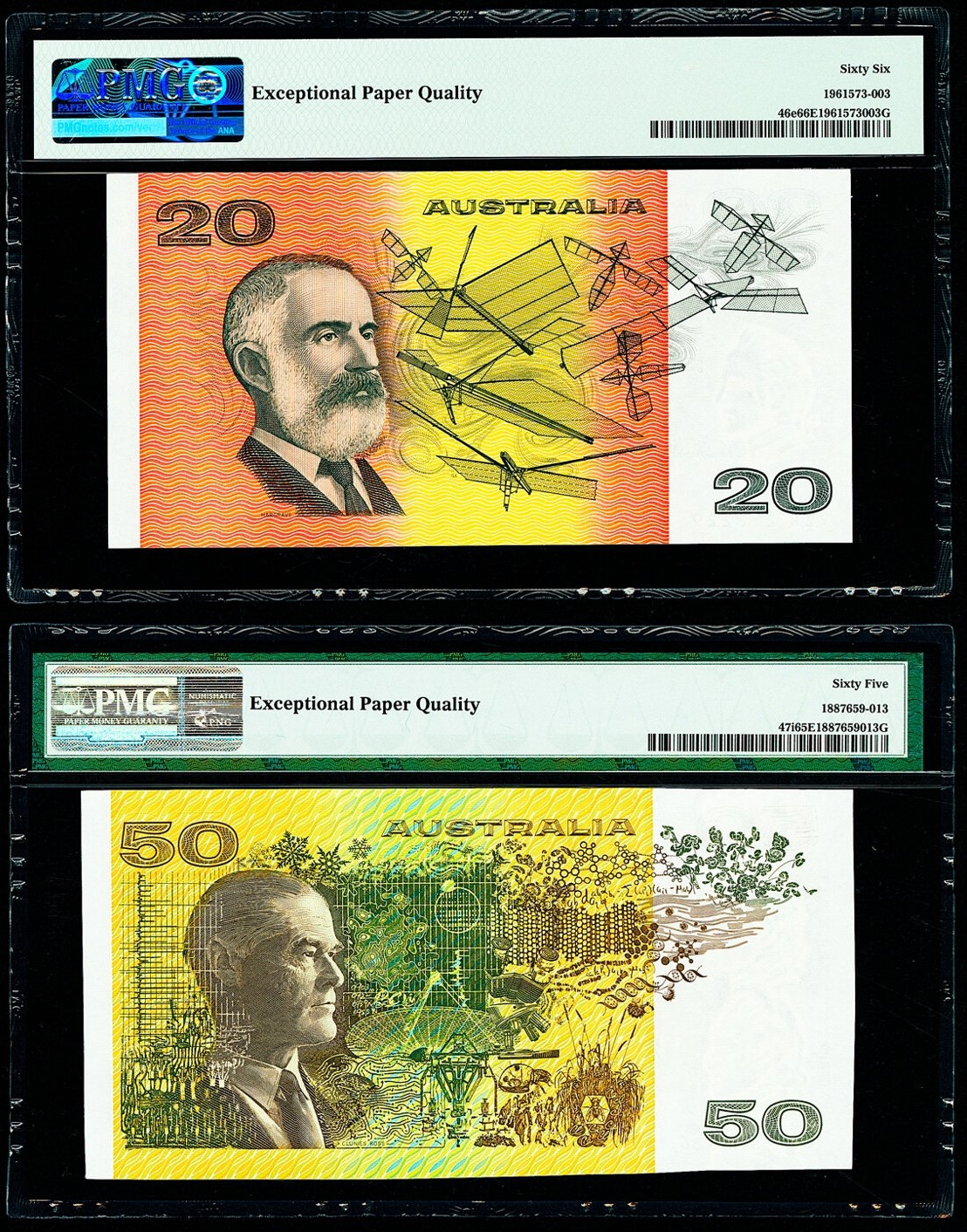 Australia Reserve Bank 20 & 50 Dollars 1985-94 PMG 65 & 66, Set of 2 ...
