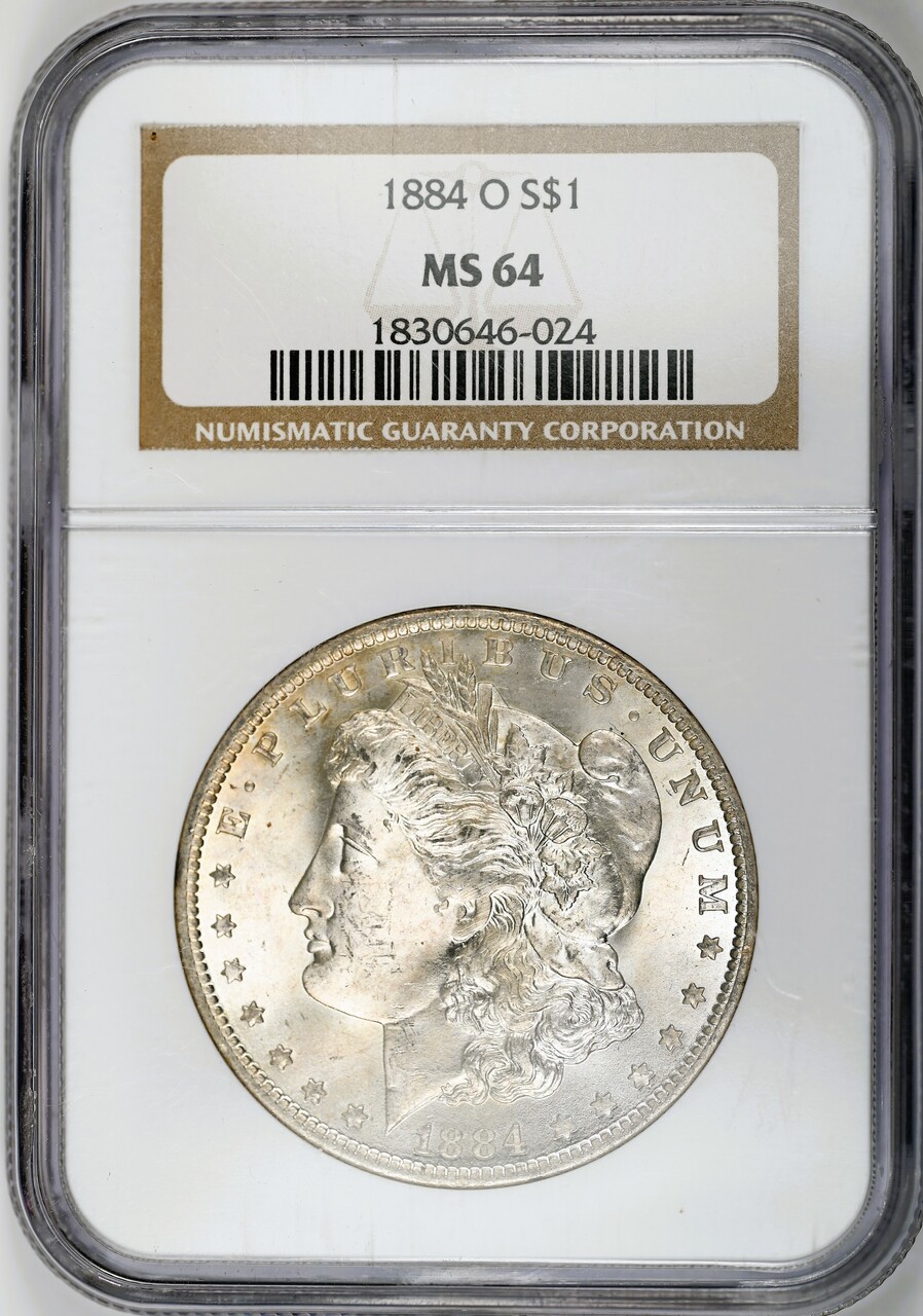 1884-O Morgan Silver Dollar NGC MS64, Great Luster, Light Obverse Tone, Semi-PL