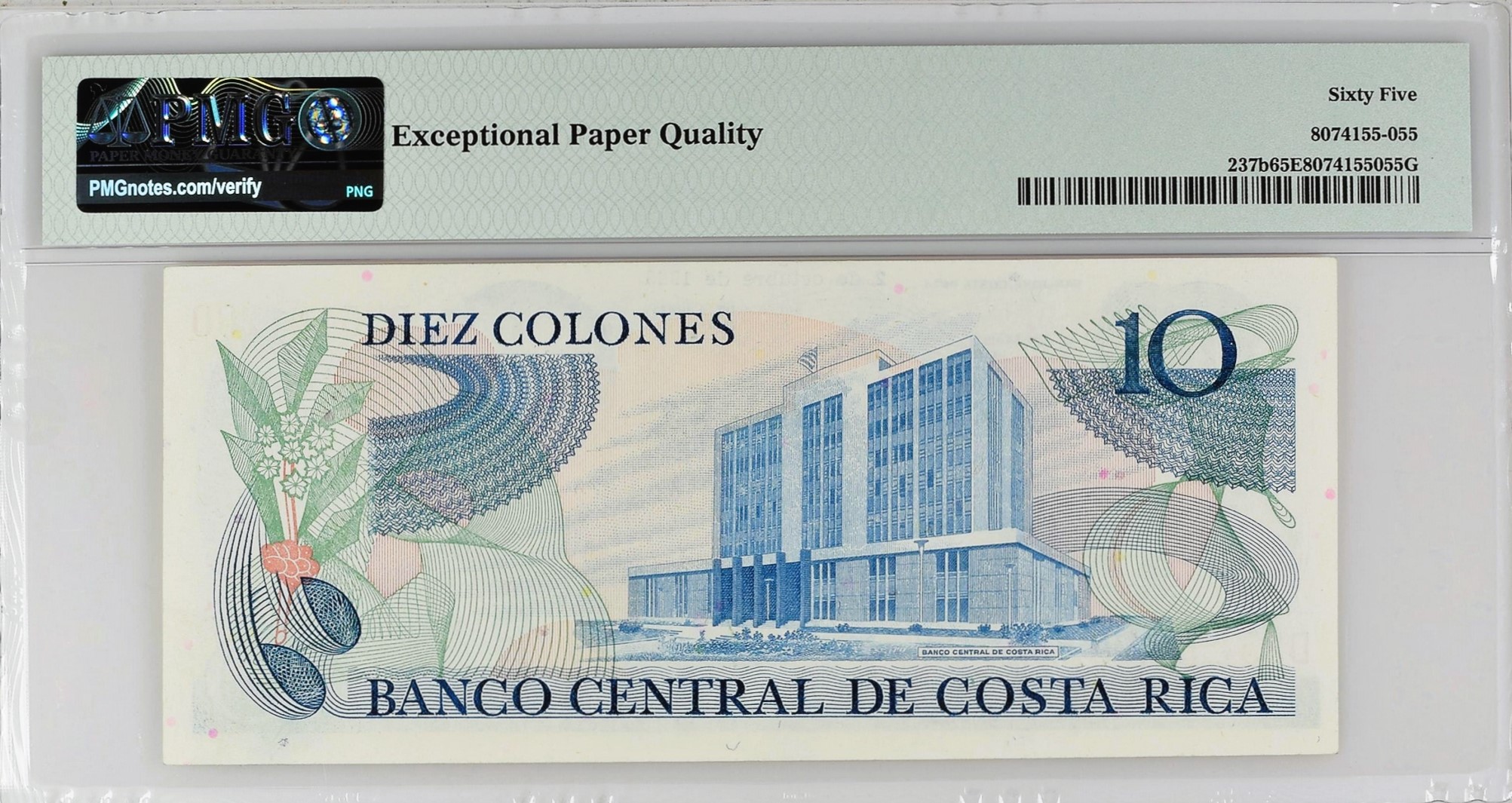 1970-87 Costa Rica (2) 10 Colones PMG 64 & 65, P-230b/P-237b, One ...
