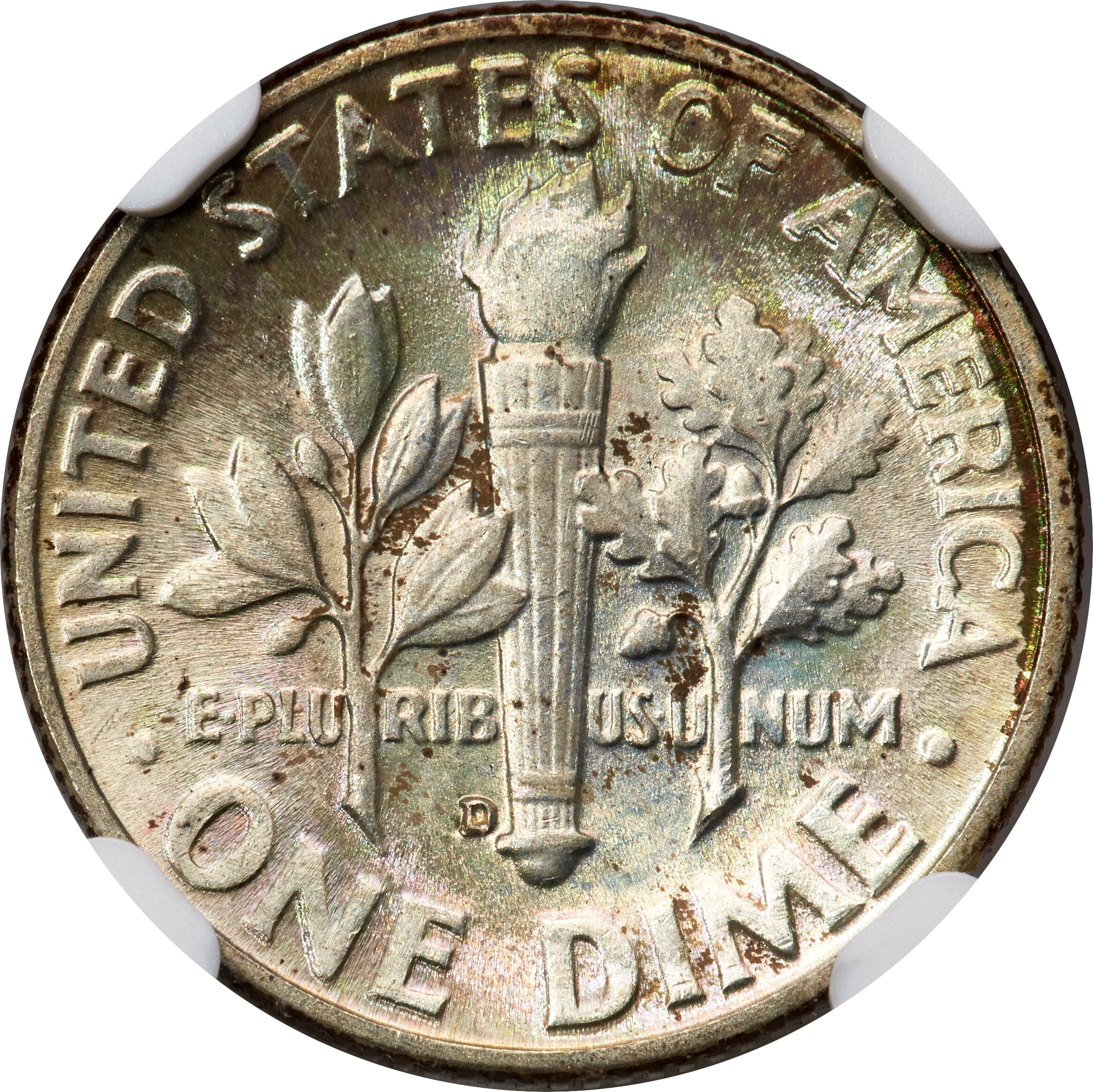 1948-D Silver Dime NGC MS68FT Full Bands Beautiful Rainbow Tone ...