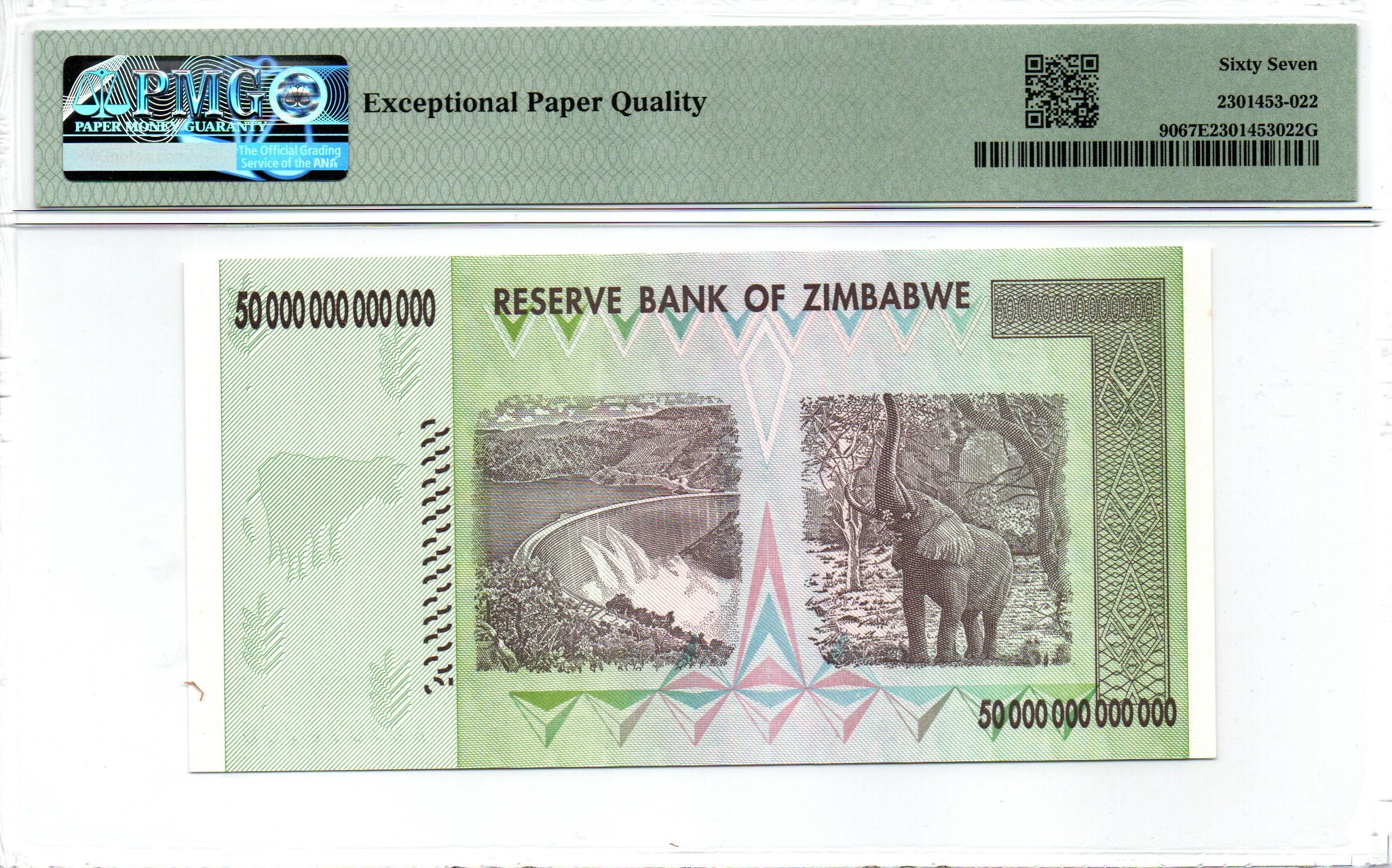 Zimbabwe 2008 50 TRILLION DOLLARS BANKNOTE, AA P-90 New UNC 100 ...