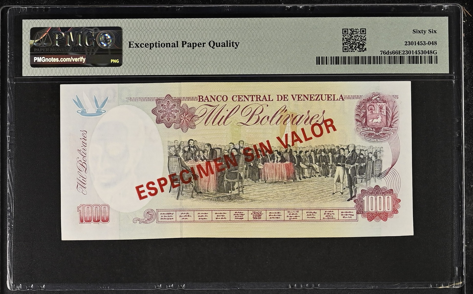 1998 Venezuela 1000 Bolivares Specimen P-76ds PMG 66 EPQ