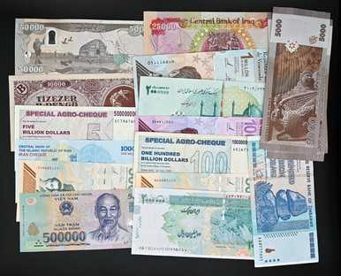 Hyperinflation & High Denomination Banknote Set – 24 Notes – Global ...