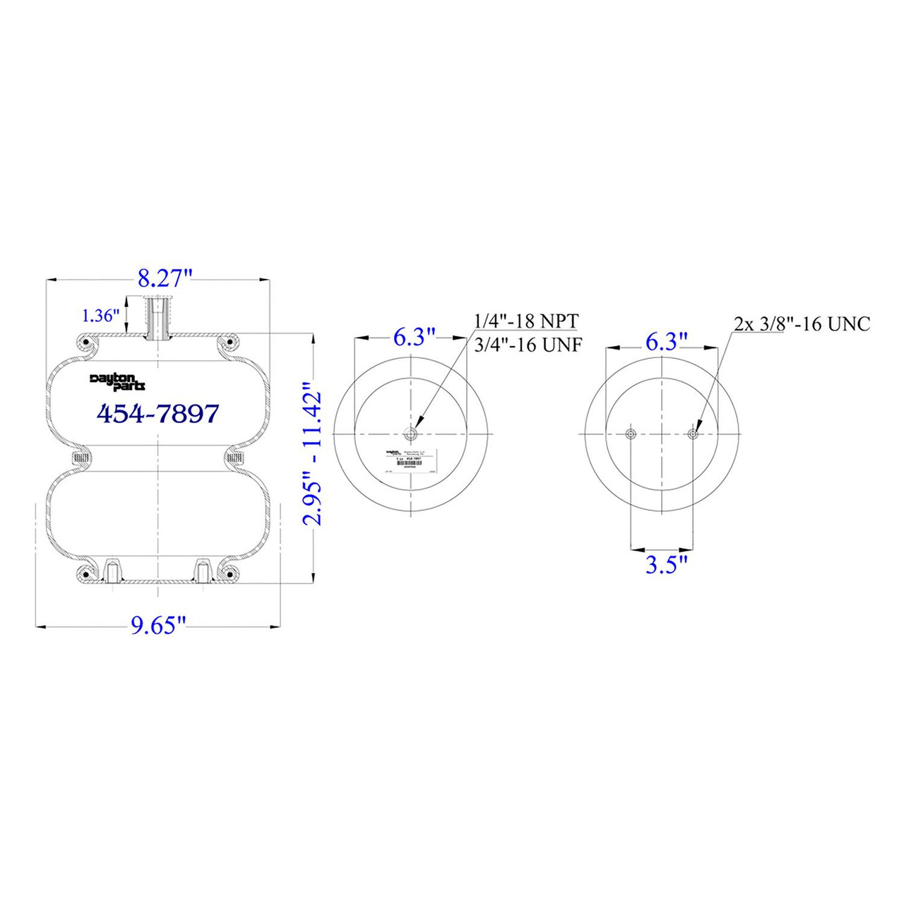 Dayton 454-7897L Air Spring - W01-358-7897 - General Spring