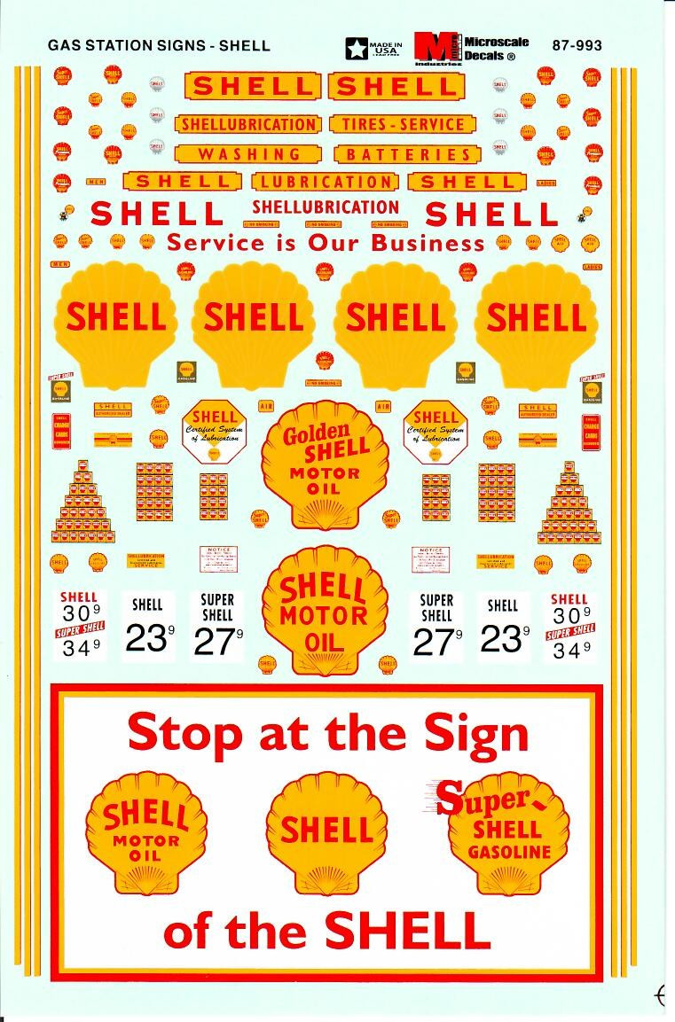 HO 1:87 Microscale 87-993 Shell Oil Service Station Signs 1935-60 ...