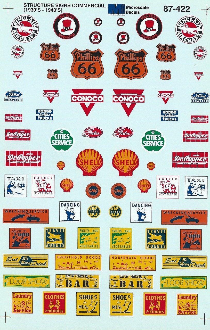 HO 1:87 Microscale 87-969 Sinclair Service Station Signs 1935-60 Decals ...