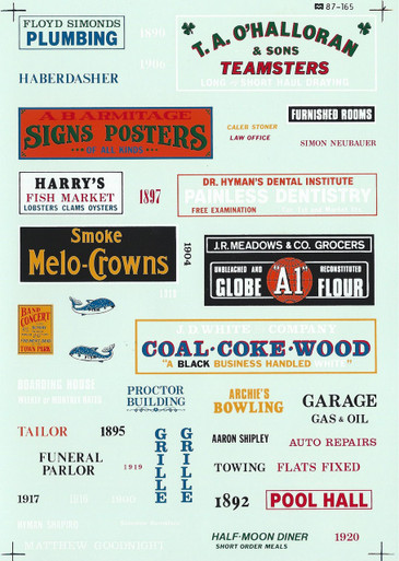 HO 1:87 Microscale 87-165 Structure Signs Industry Towns/Cities Decals ...