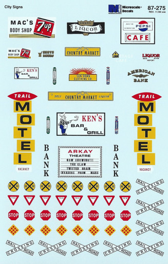 HO 1:87 Microscale 87-275 Structure & Street Signs Decals 50's-80's ...