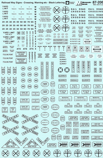 HO 1:87 Microscale 87-206 Railroad Way Signs Decals - Truck Stop ...