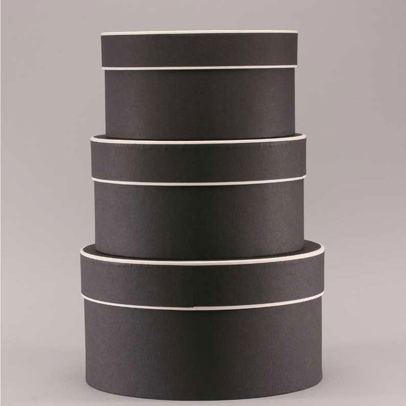 Black Round Hat Boxes Set of 3 (small 19cm x 10cm)