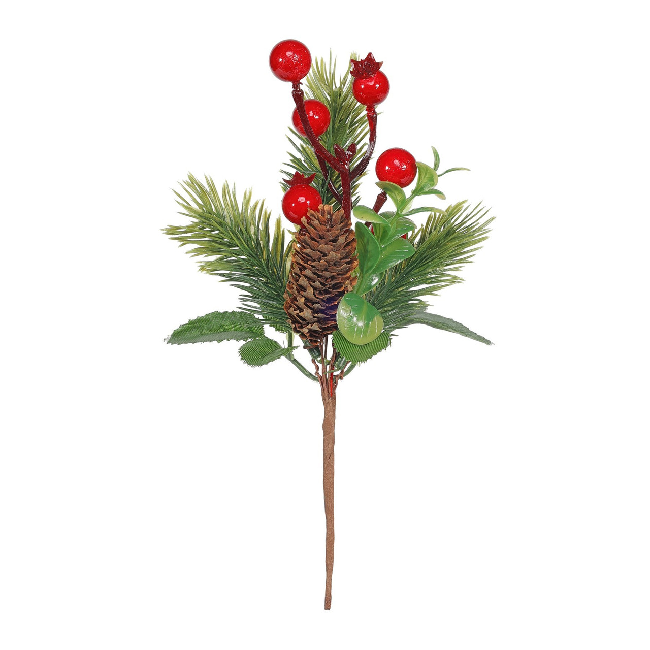 Decorative Berry & Pine Cone Pick for Festive Home Decor (20cm)