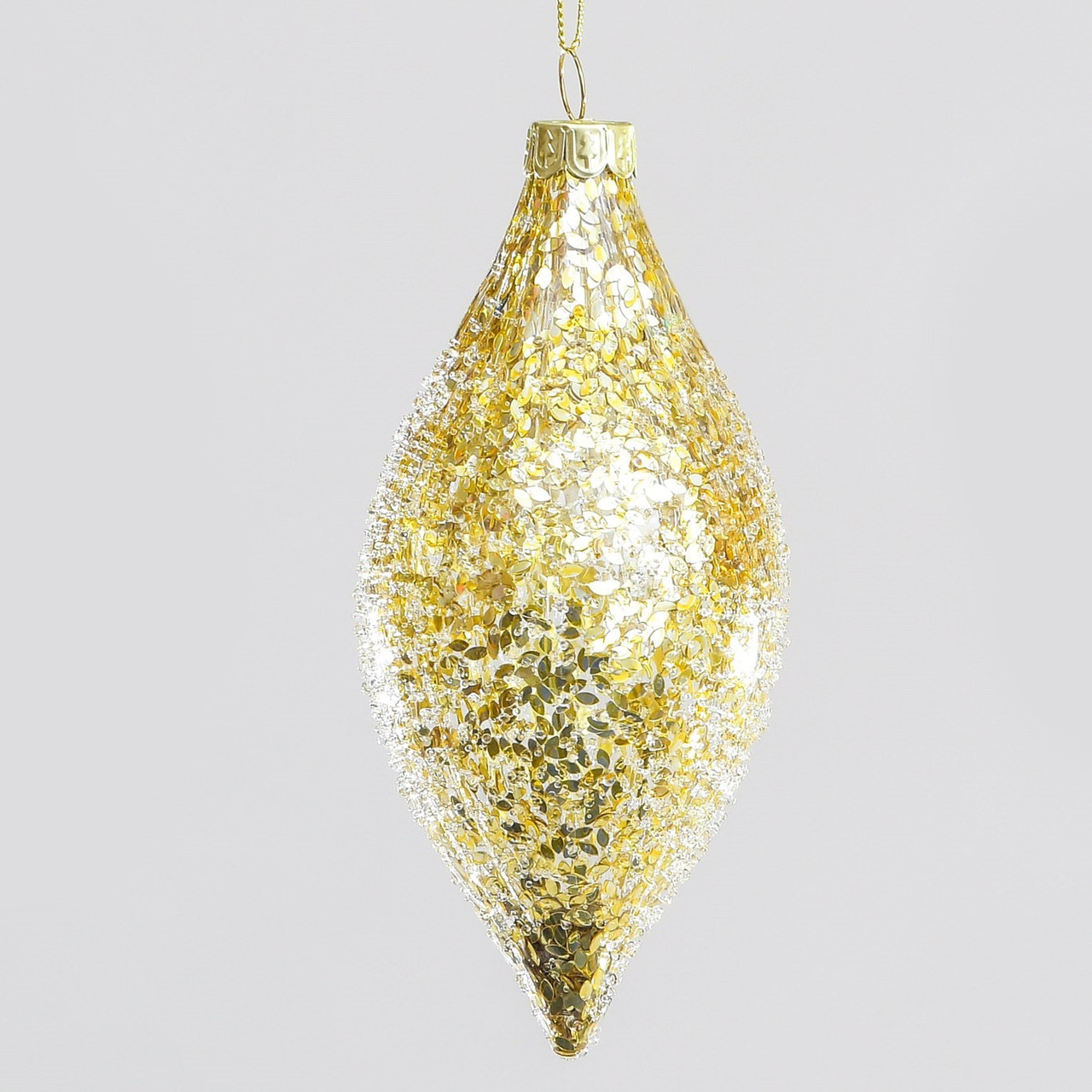 Gold Glitter Beaded Drop (13cm)