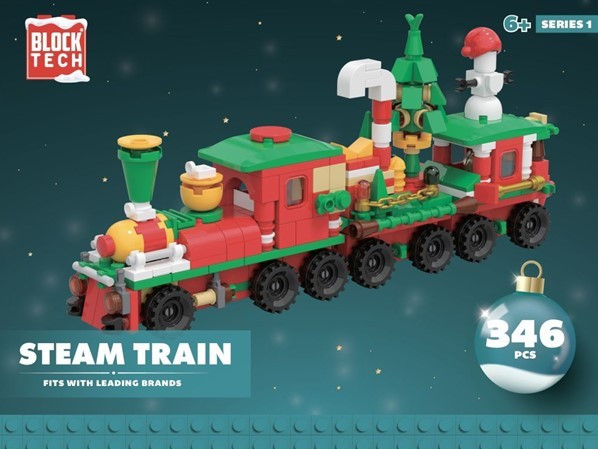 Festive Christmas Steam Train Building Blocks Set (346 Pieces)