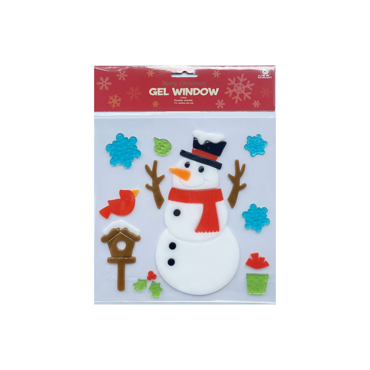 Festive Snowman Gel Window Stickers for Holiday Decor