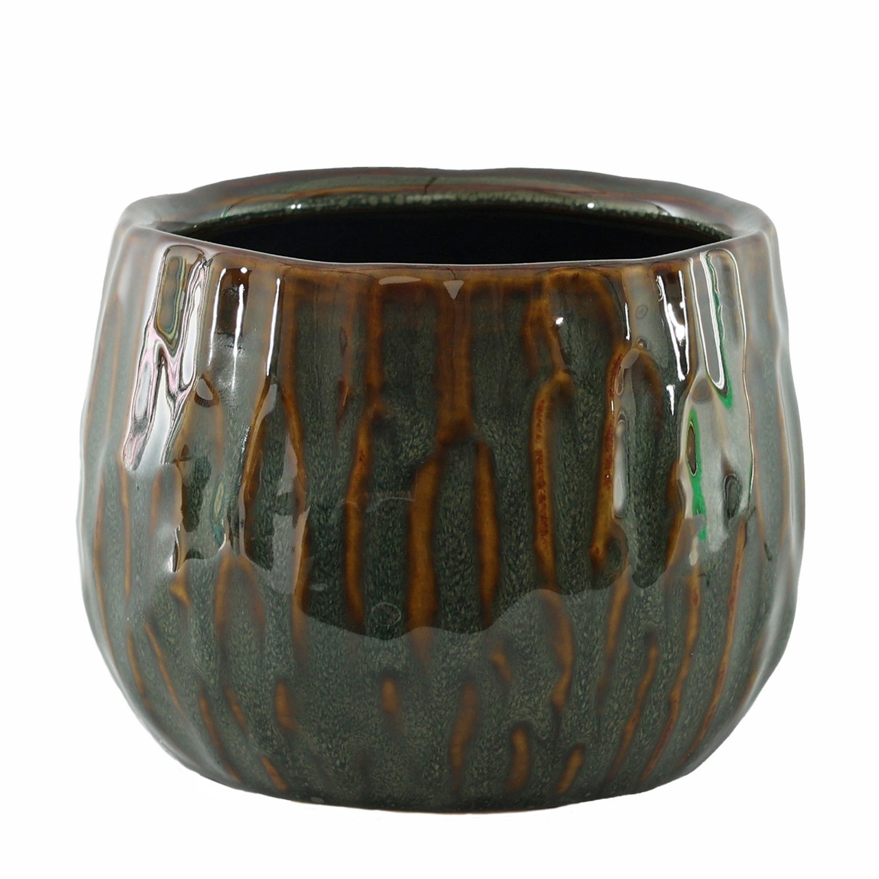 Blue/Brown Hortus Darwin Reactive Glaze Pot (22 x 21.5cm)