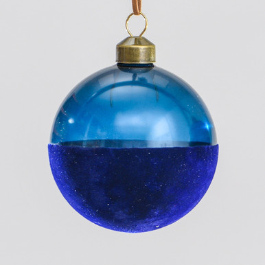 Elegant Clear Glass Half/Half Ball Ornament (8cm)
