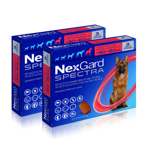 Nexgard Spectra Chews for Dogs 66.1-132 lbs (30.1-60 kg) - Red 6 Chews ...
