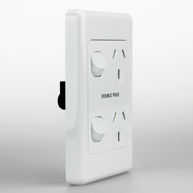 Double Pole 10 amp double power point outlet GPO Vertical - Electric Direct