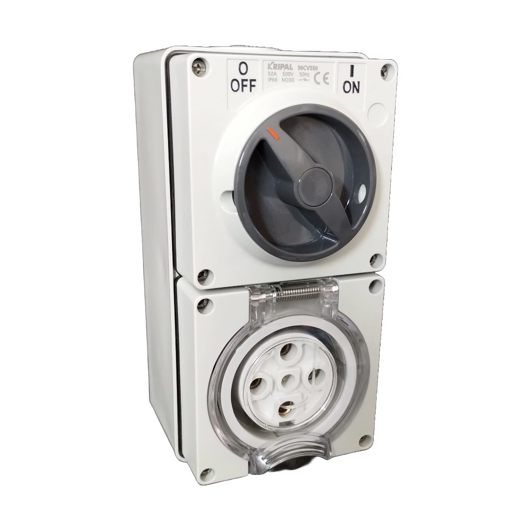 50 Amp 5 Pin Switched Socket Outlet 3 Phase - Electric Direct