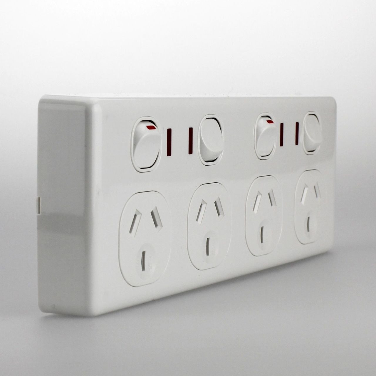 10 Amp Quad Power Point 4 Gang Outlet SAA GPO NEON - Electric Direct