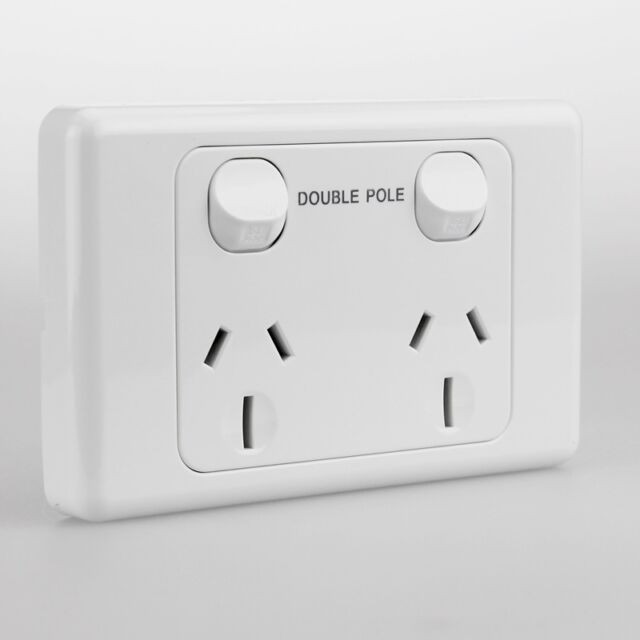 Double Pole 15 amp double outlet GPO - Electric Direct