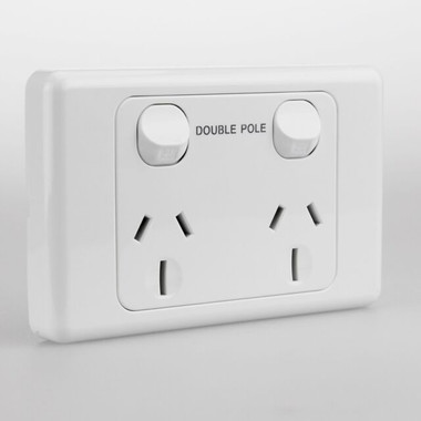Double Pole 15 amp double outlet GPO - Electric Direct