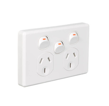 10 amp Double Power Point GPO w/ extra switch Classic - Electric Direct