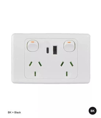 2A USB + USB-C 10 Amp Double Power point - 240V Original - Electric Direct